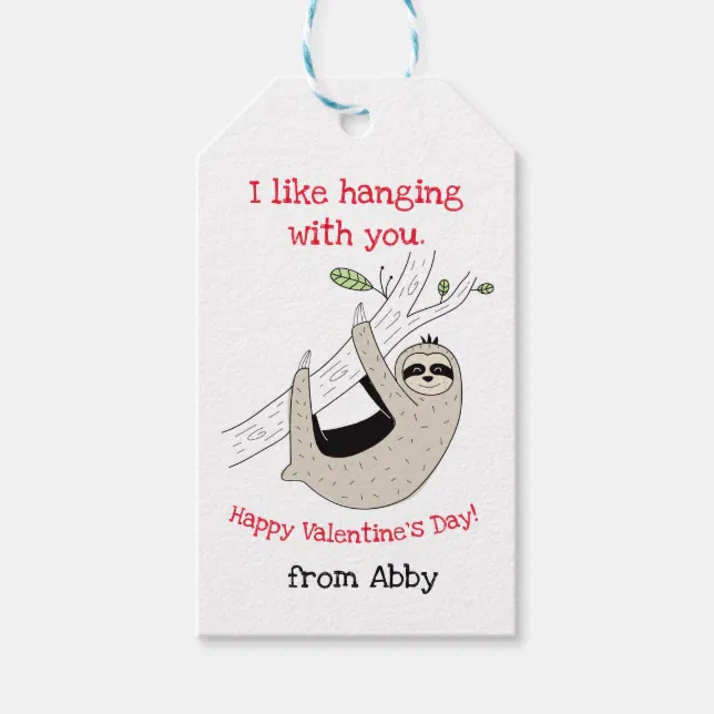 Sloth Valentine's Day Tag | Zazzle