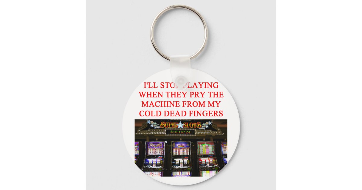 SLOTS slot machine Keychain | Zazzle