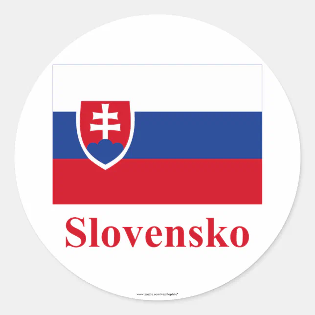 Slovakia Flag with Name in Slovak Classic Round Sticker | Zazzle