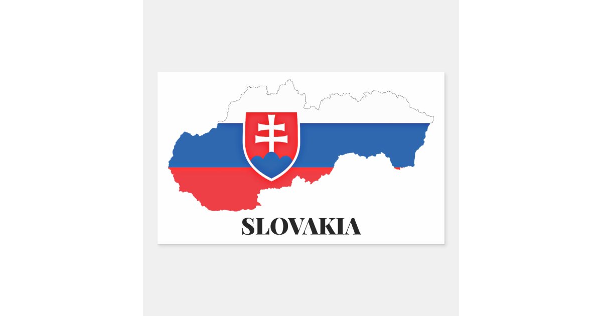 SLOVAKIA SILHOUETTE, LABELED, RECTANGULAR STICKER | Zazzle