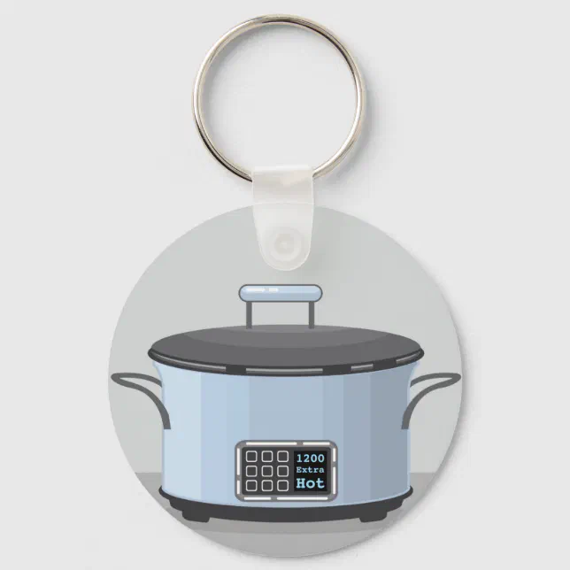 Slow cooking crock pot vector keychain | Zazzle