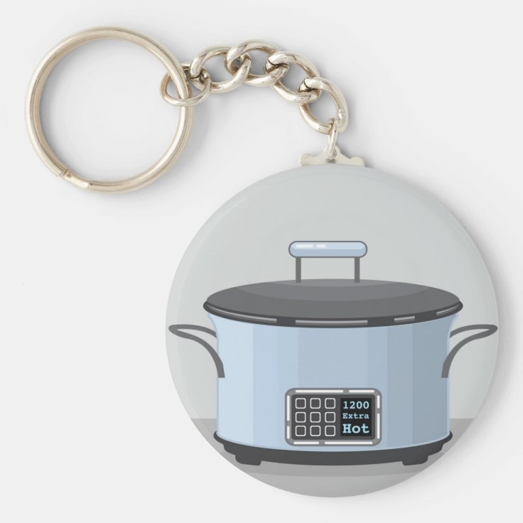 Slow cooking crock pot vector keychain | Zazzle