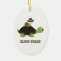 Slow Pokes - cowboy snail and turtle Ceramic Ornament | Zazzle
