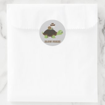 Slow Pokes - cowboy snail and turtle Classic Round Sticker | Zazzle
