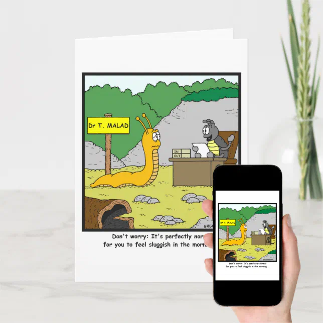 Sluggish in the morning: Slug cartoon Card | Zazzle