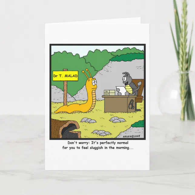 Sluggish in the morning: Slug cartoon Card | Zazzle