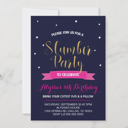 Slumber Birthday Party Invitation | Zazzle