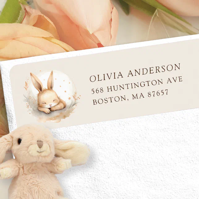 Slumber Bunny Baby Shower Address Label | Zazzle