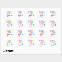 Slumber Party Birthday Girl Custom Sleepover Square Sticker | Zazzle