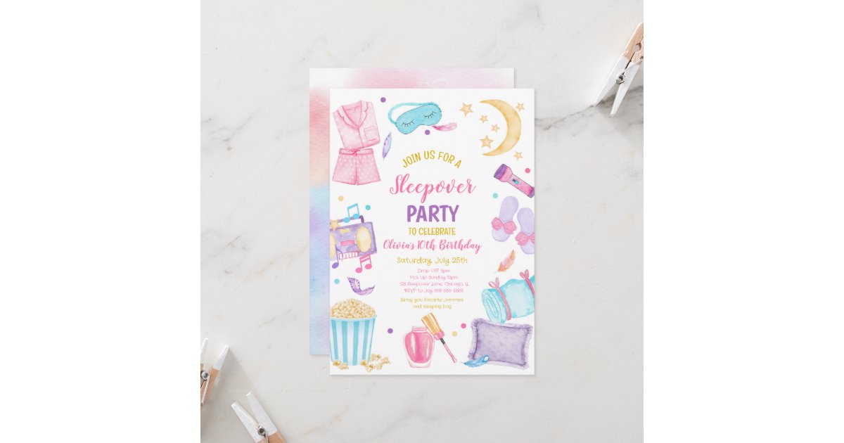 Slumber Party Birthday Invitation | Zazzle