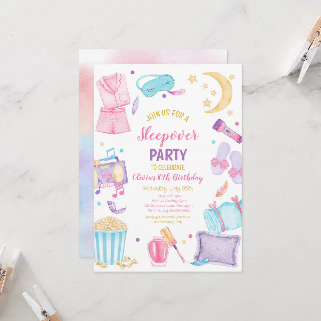 Slumber Party Birthday Invitation | Zazzle
