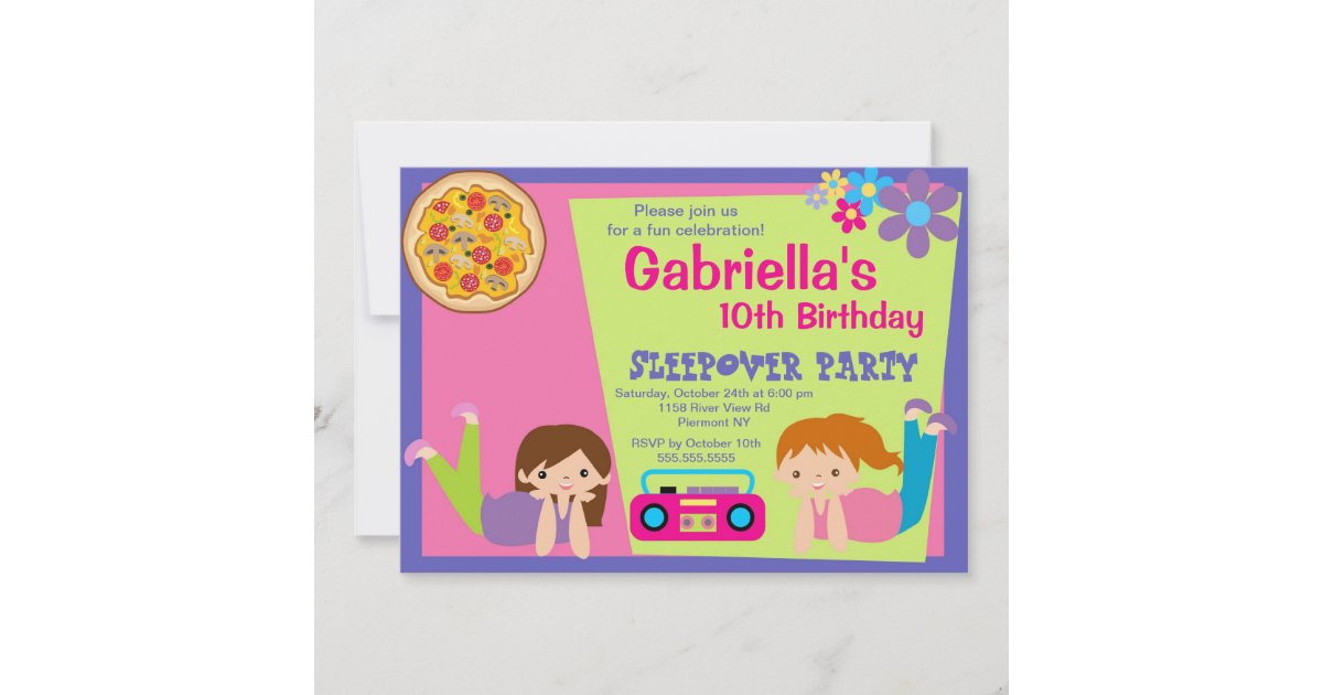 Slumber Party Fun Birthday Invitation | Zazzle