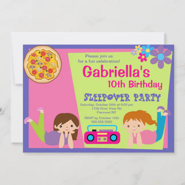 Slumber Party Fun Birthday Invitation | Zazzle