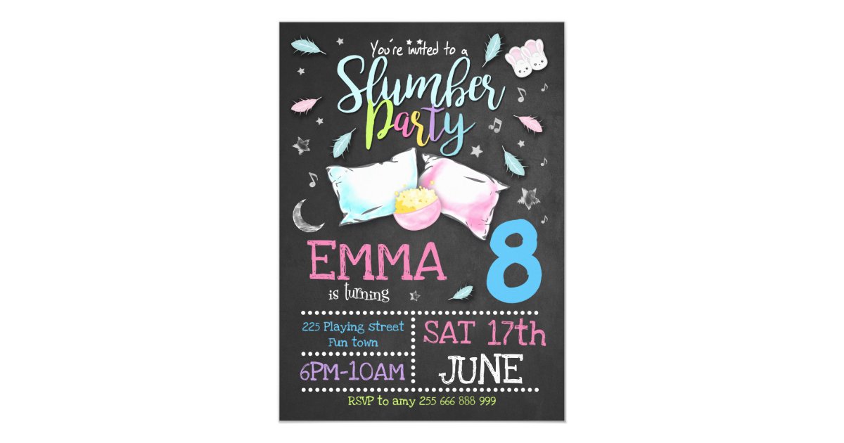 Slumber Party Invitation - SLEEPOVER BIRTHDAY | Zazzle.com