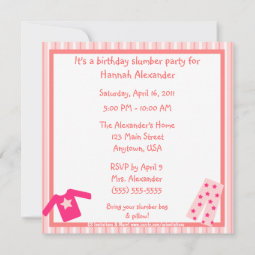 Slumber Party Pajamas Slippers Checklist Invitation | Zazzle