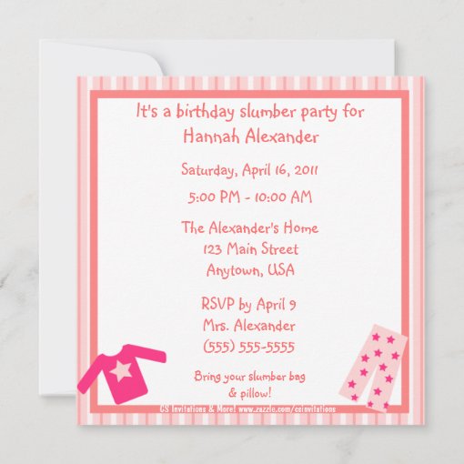 Slumber Party Pajamas Slippers Checklist Invitation | Zazzle