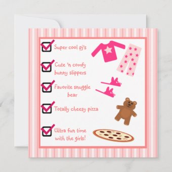 Slumber Party Pajamas Slippers Checklist Invitation | Zazzle