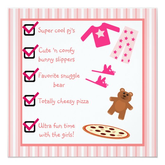 Slumber Party Pajamas Slippers Checklist Invitation | Zazzle.com