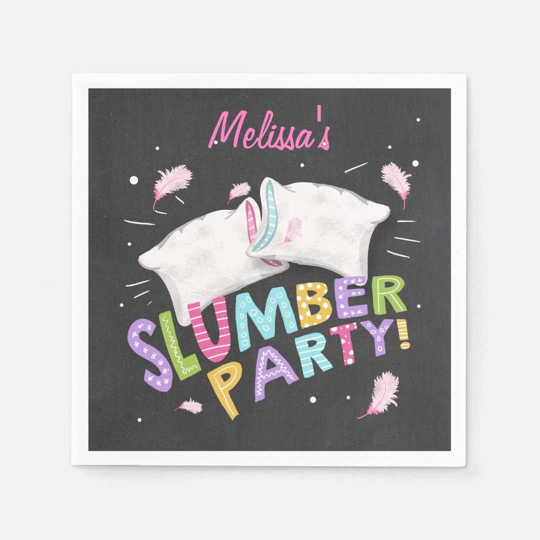 Slumber party Paper Napkin Pink Girl Sleepover | Zazzle