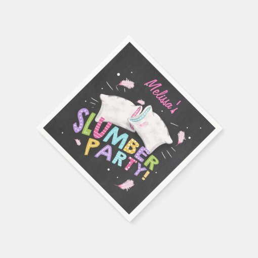 Slumber party Paper Napkin Pink Girl Sleepover | Zazzle