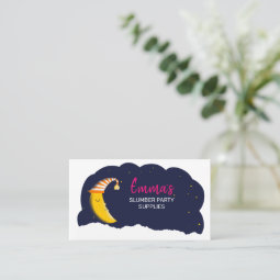 slumber party teepee hire sleep night nanny moon business card | Zazzle
