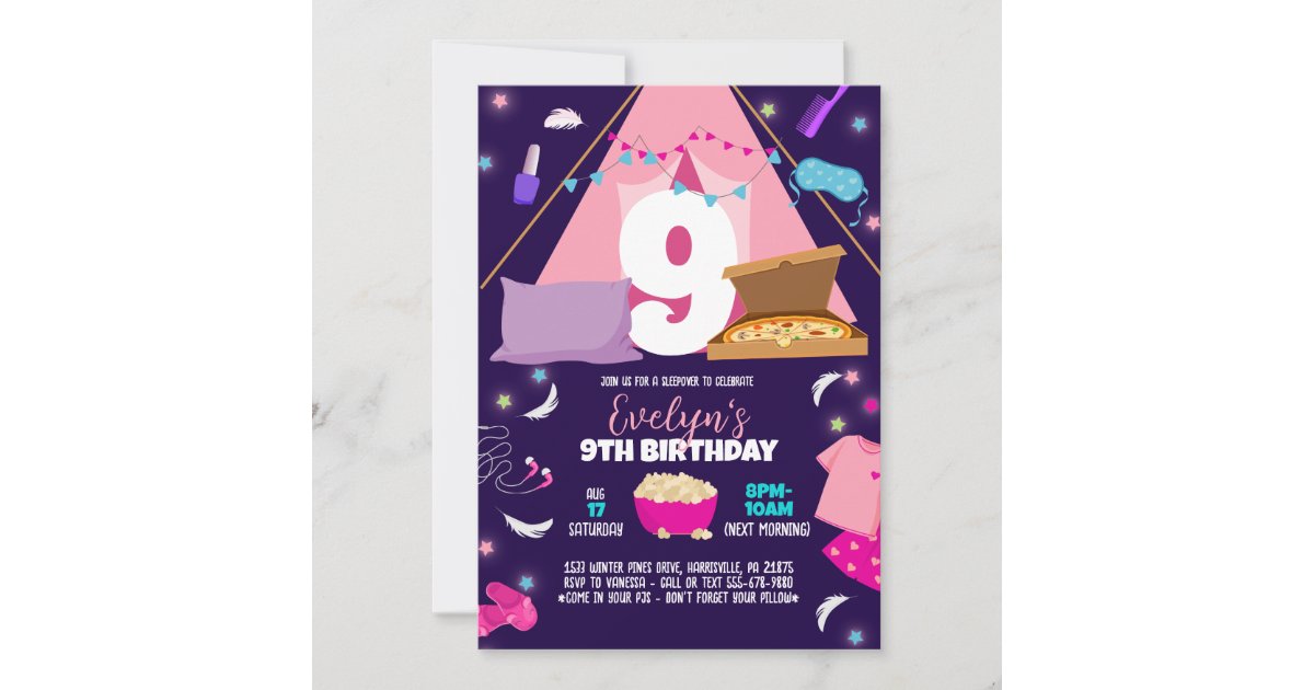 Slumber Party Template, Sleepover Girls invitation | Zazzle