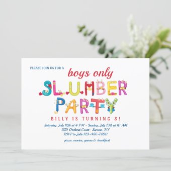 Slumber Party Word Invitation | Zazzle
