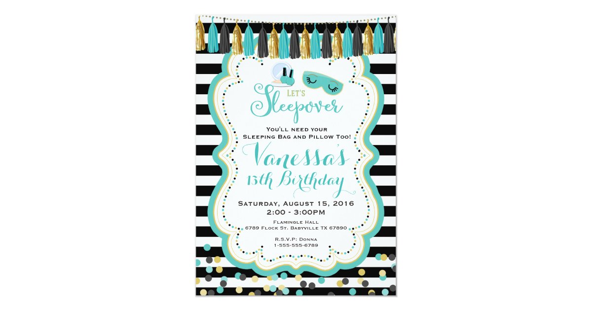 Slumber Sleepover Birthday Party Invitation | Zazzle.com