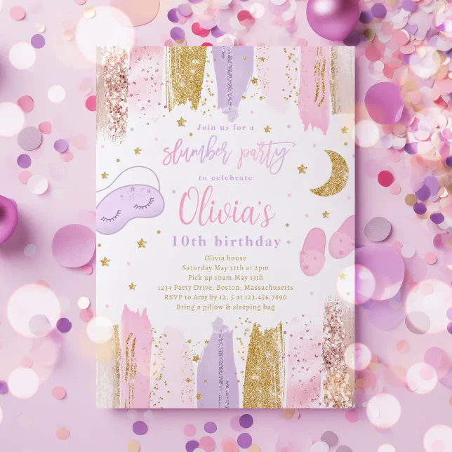 Slumber Sleepover Birthday Party Teen Tween Party Invitation | Zazzle