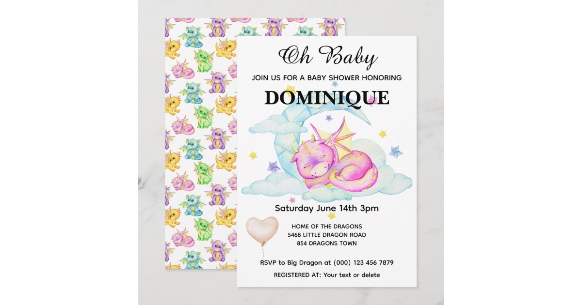 Slumbering Dragon Dreams - Baby Shower Invitation | Zazzle