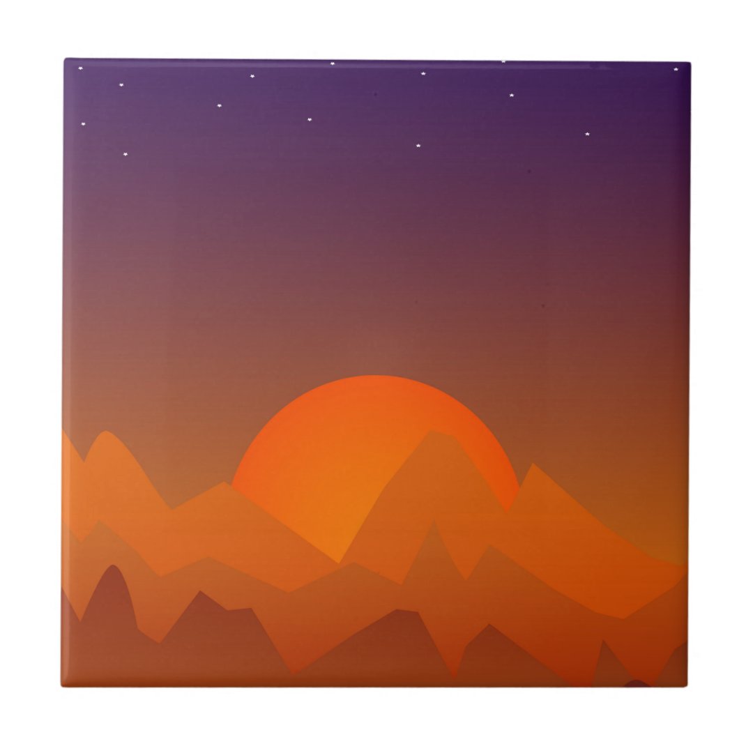 Slumbering Hills Southwest Landscape Art Sunset Ceramic Tile | Zazzle