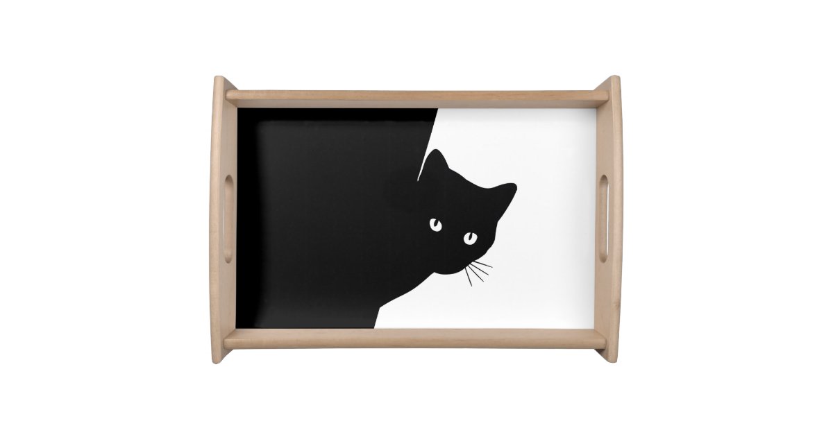 Sly Black Cat Serving Tray | Zazzle