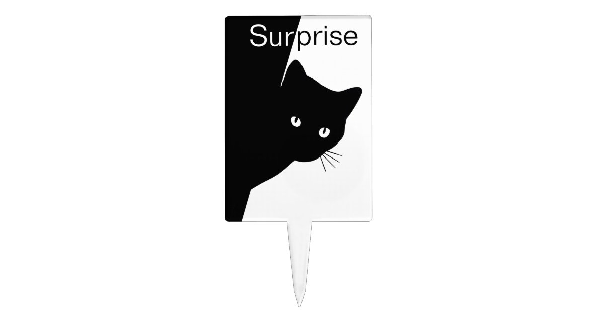 Sly Black Cat Surprise Cake Topper | Zazzle