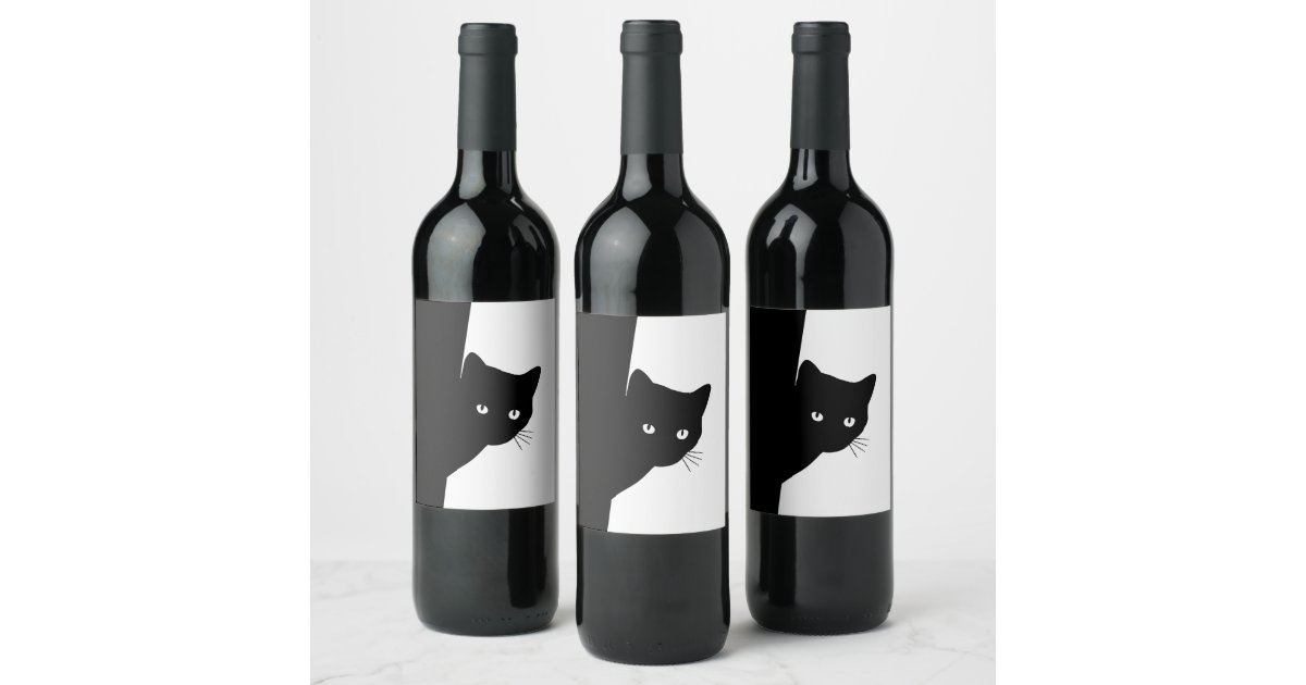 Sly Black Cat Wine Label | Zazzle