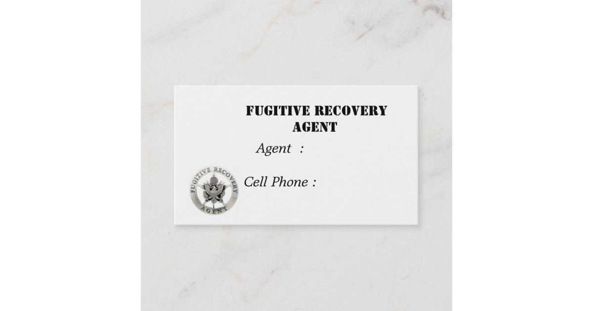 sm.badge, Fugitive Recovery Agent, Agent : Ce... Business Card | Zazzle