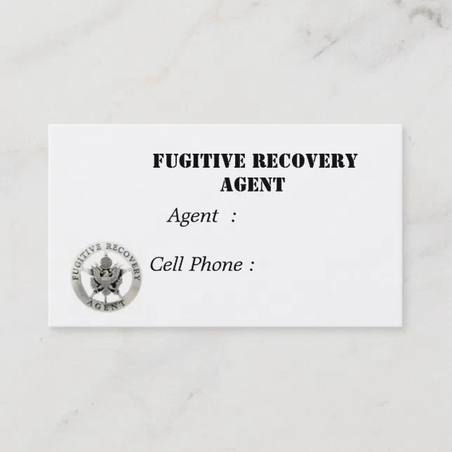 sm.badge, Fugitive Recovery Agent, Agent : Ce... Business Card | Zazzle