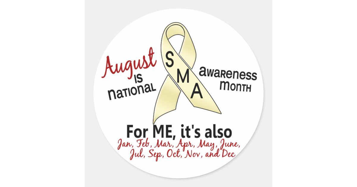 SMA Awareness Month August 2.1 Classic Round Sticker | Zazzle