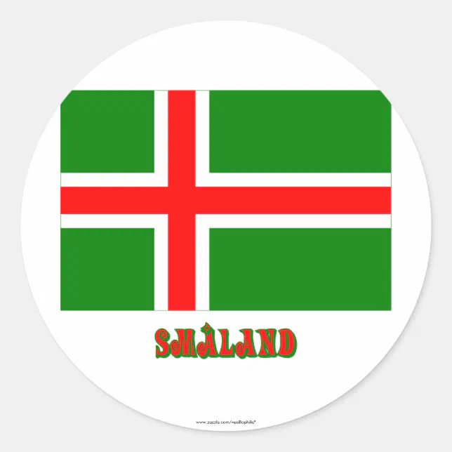 Småland flag with name (unofficial) classic round sticker | Zazzle