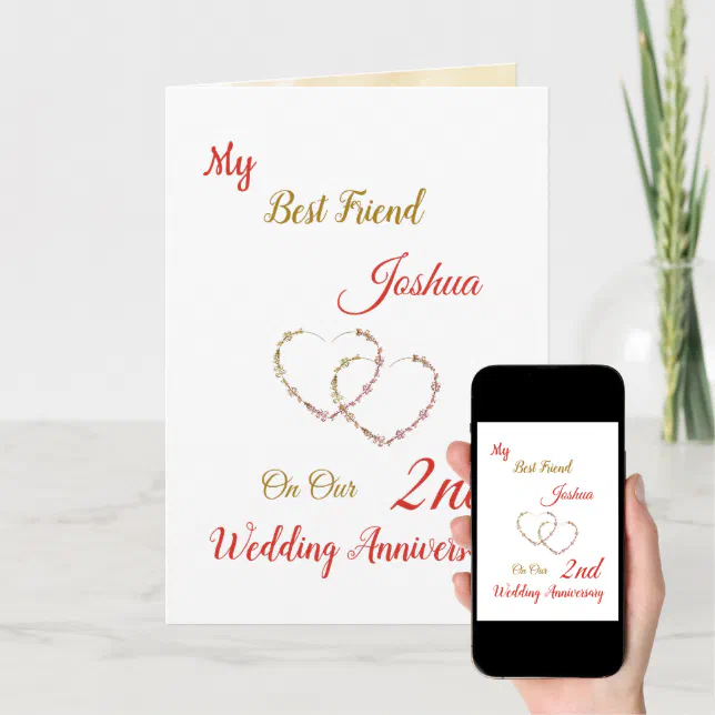 Small 2nd Anniversary design greeting Card | Zazzle