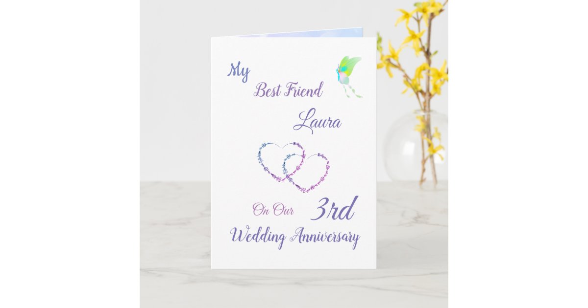 Small 3rd Anniversary design greeting Card | Zazzle
