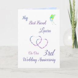 Small 3rd Anniversary design greeting Card | Zazzle