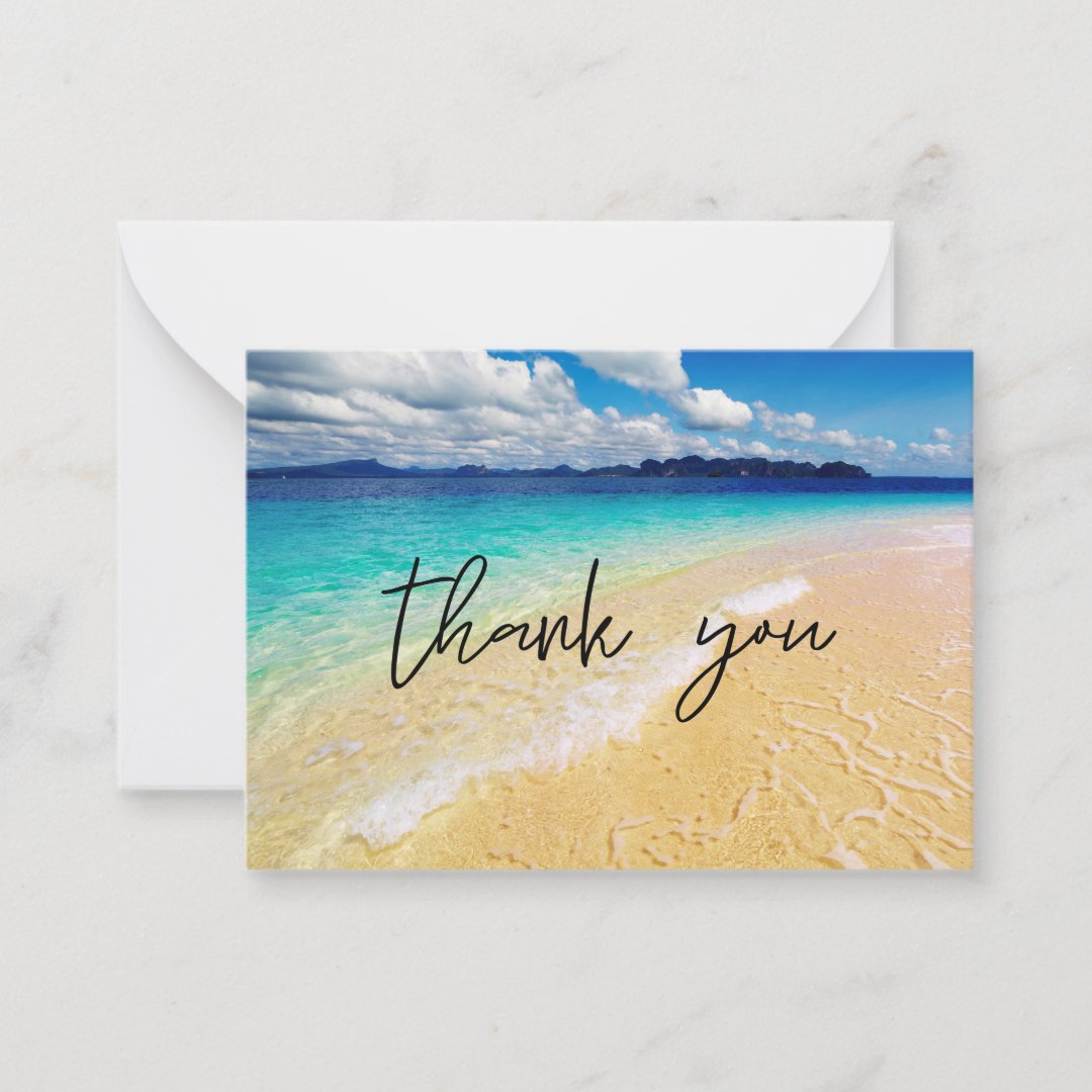 Small Beach & Ocean Thank You Note Card | Zazzle