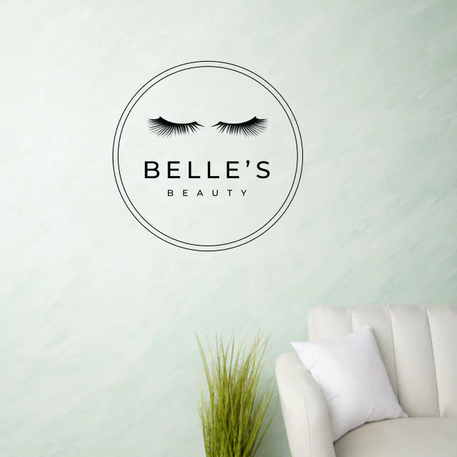Small Beauty Salon Custom Logo Business Wall Decal | Zazzle