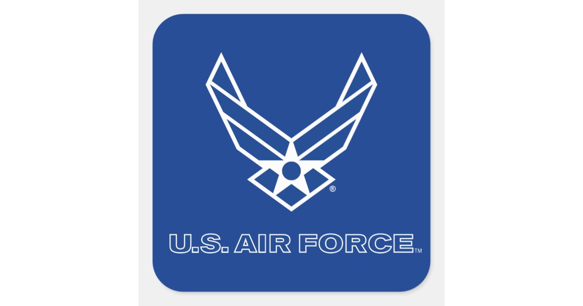 Small Blue Air Force Logo with Outline Square Sticker | Zazzle