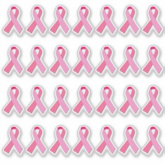 Small Breast Cancer Awareness Pink Ribbon X 28 Sticker | Zazzle