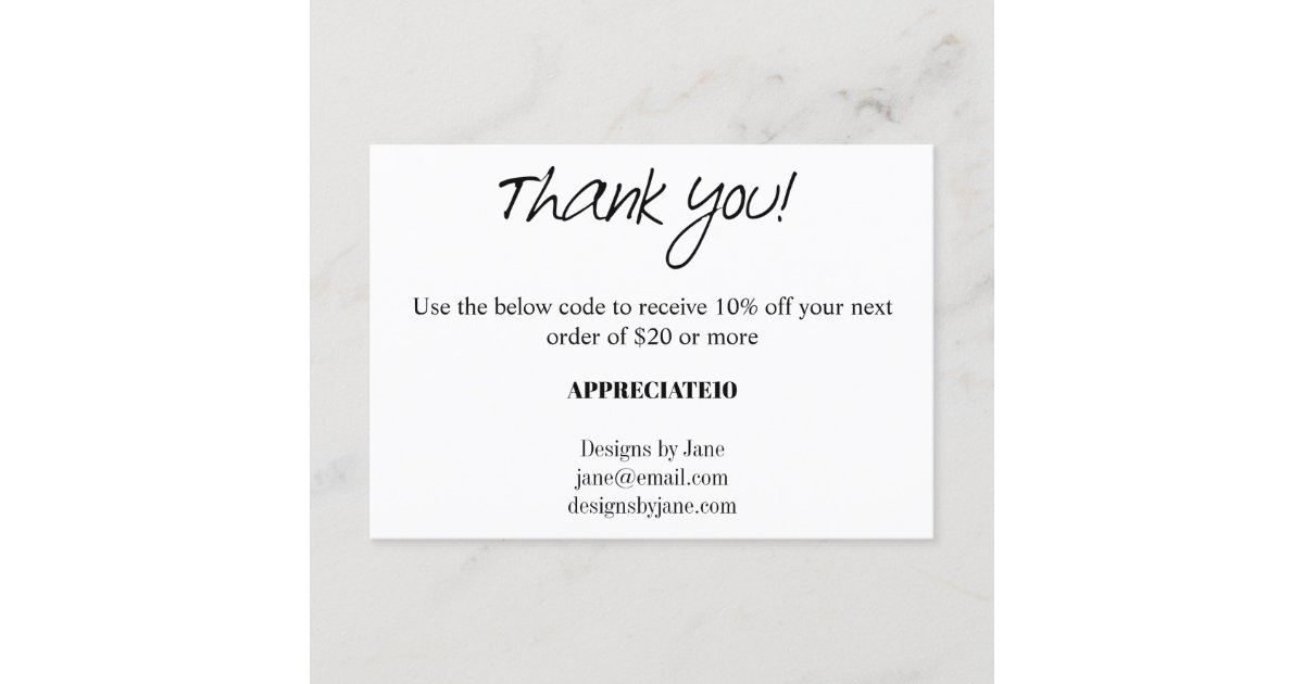 Small Business Coupon Thank You Insert Card | Zazzle