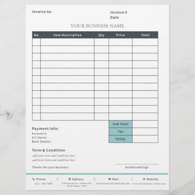 Small Business Invoice Letterhead | Zazzle