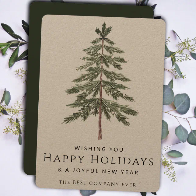 Small Business Professional Custom Kraft Christmas Holiday Card | Zazzle