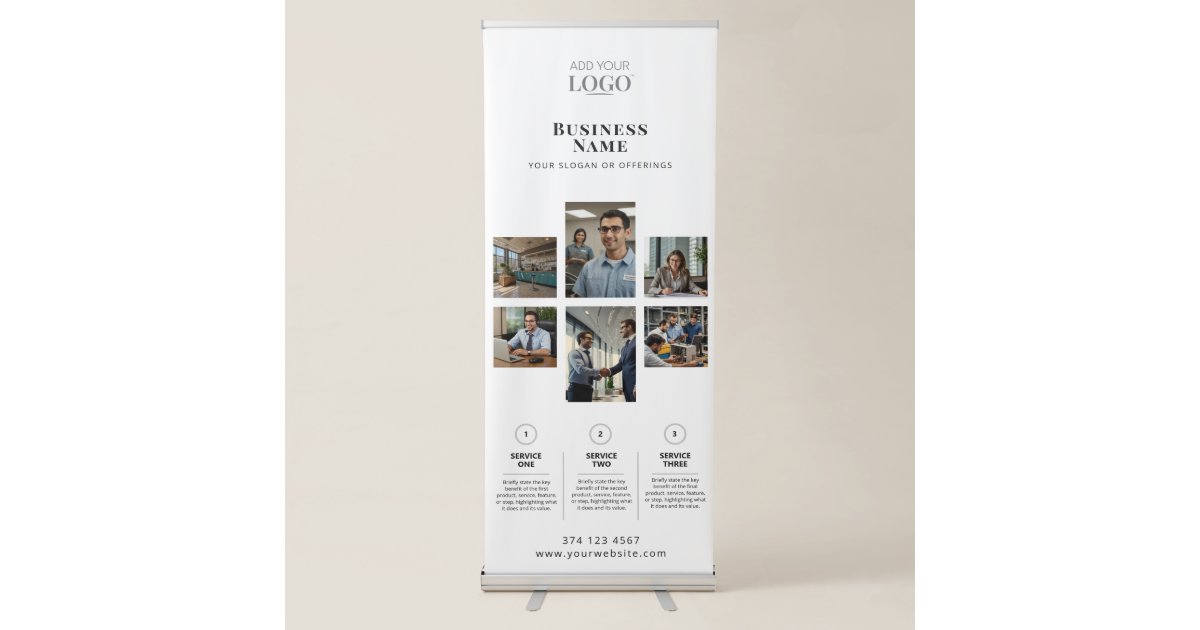 Small Business Trade Show Logo Photo Minimalist Retractable Banner | Zazzle