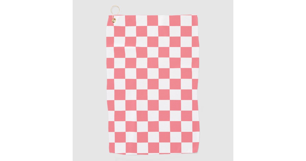 Small Checkers Blush Pink White Checkered Golf Towel | Zazzle